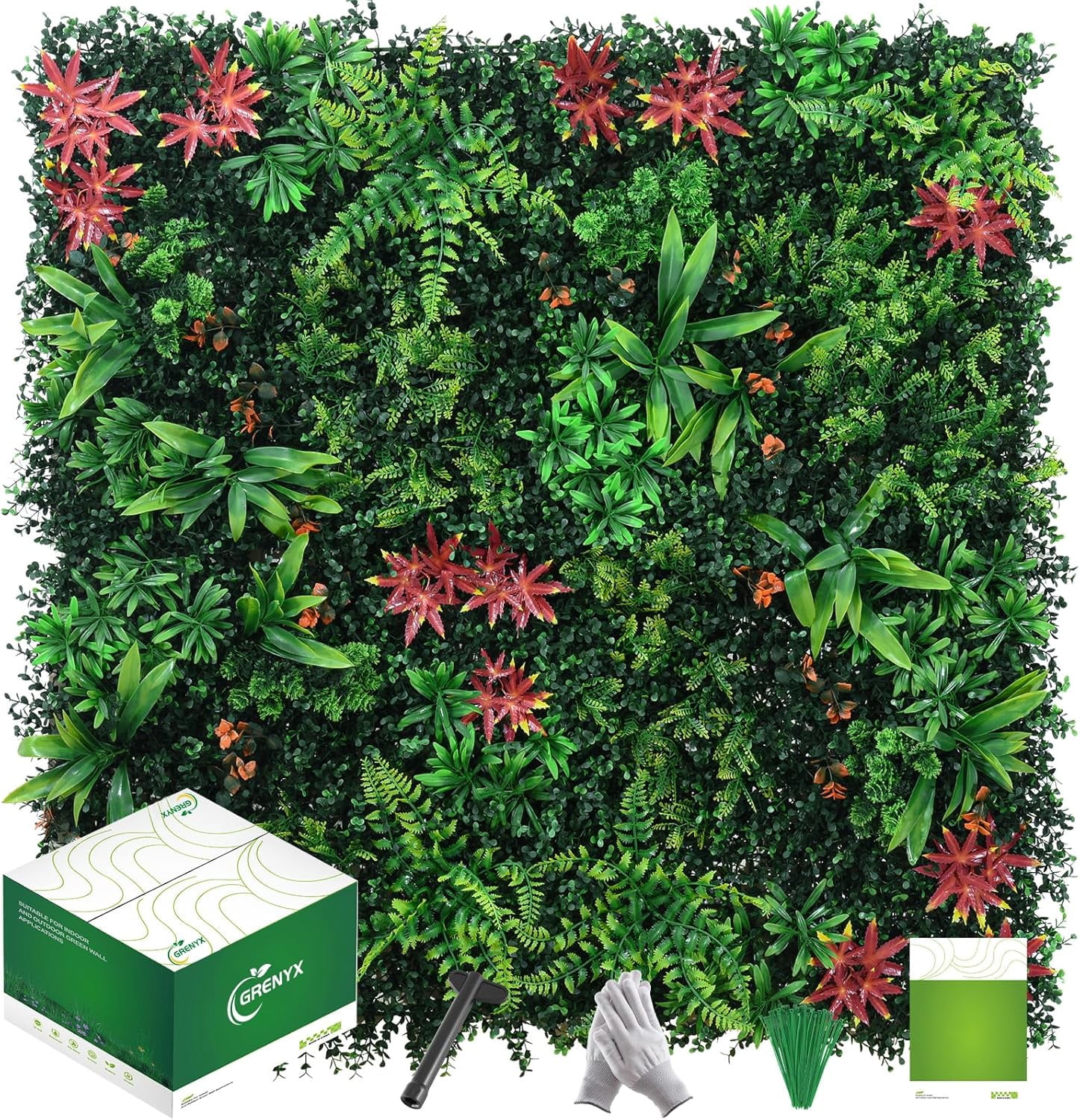 artificial grass wall panels 12 pack 20"x20" - uv protected privacy ...