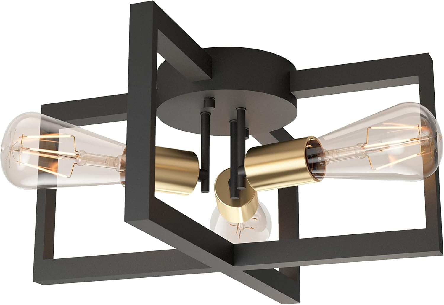 artika Holt Modern Mid Century Flush Mount Ceiling Light Fixture, Black ...