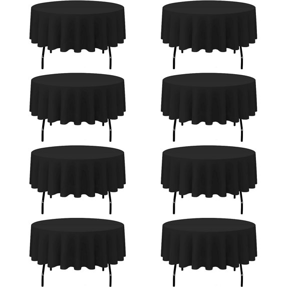asdfgh 6 Pack Black Round Tablecloths 120 Inch for 60” Tables - 150 GSM ...