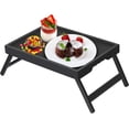 asdfgh Bed Tray Table with Folding Legs,Bamboo Breakfast in Bed for TV ...