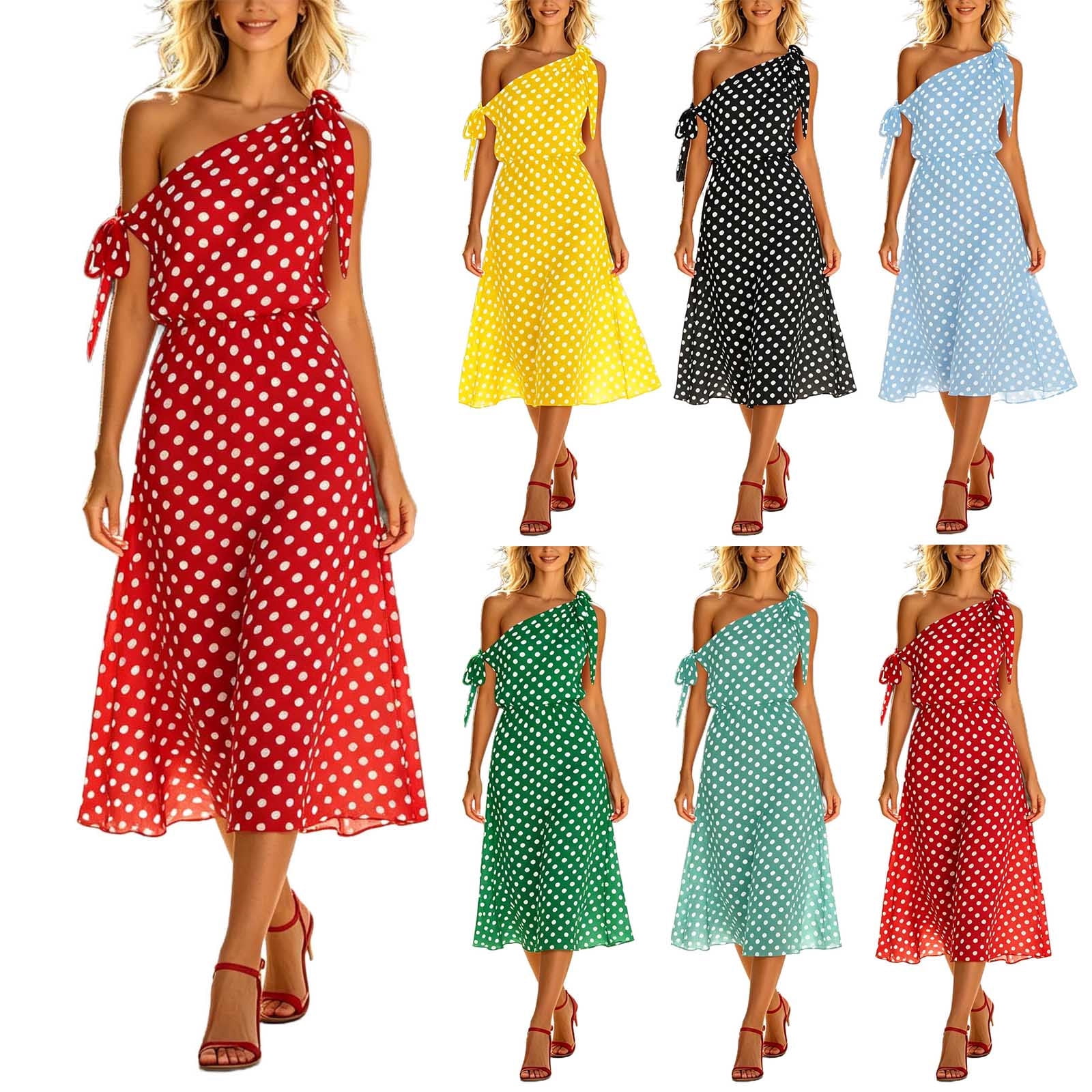 asdoklhq Casual Dresses for Women Pastel Dress Ladies Sleeveless Skew ...