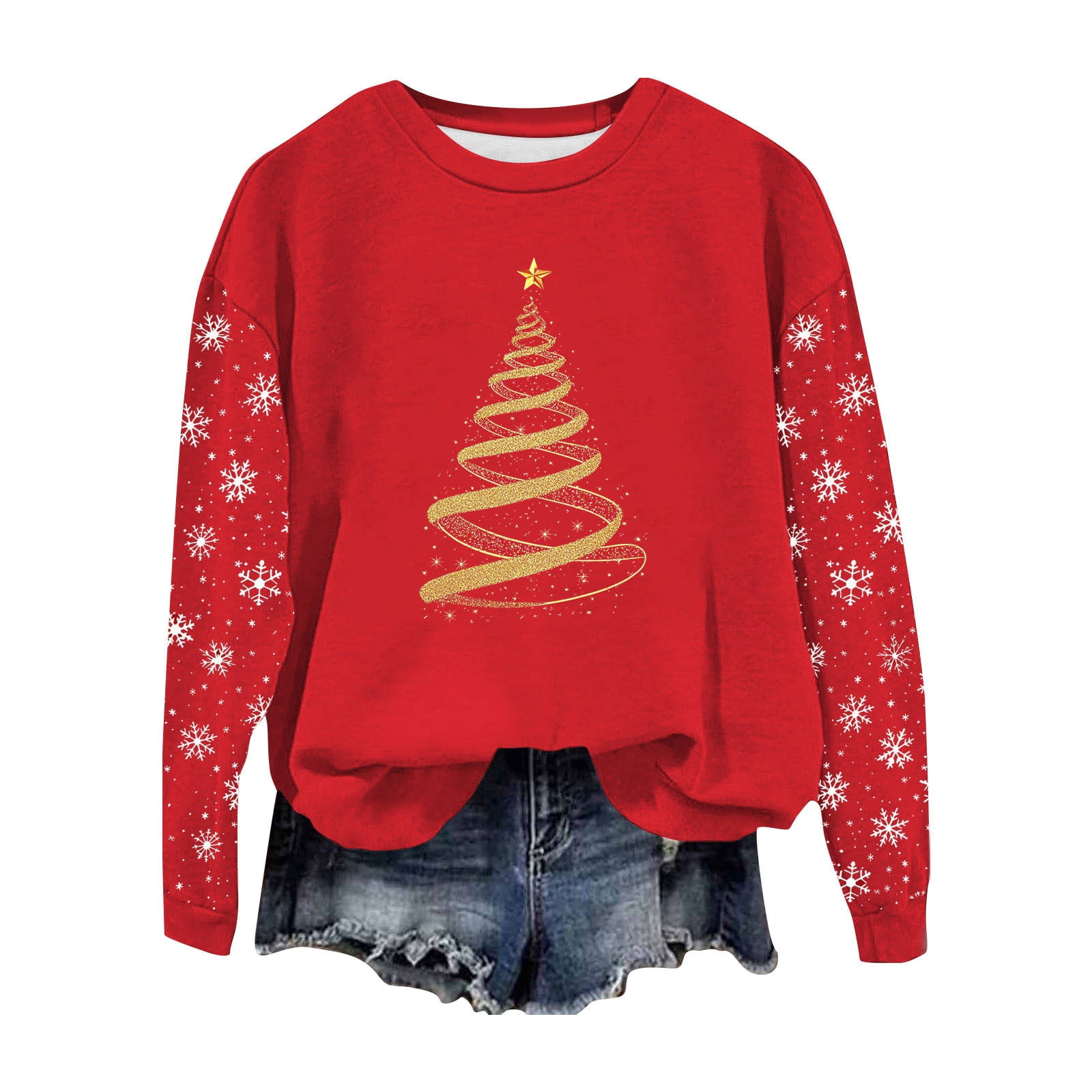 asdoklhq Christmas Long Sweaters for Women Fashion Womens Printed ...