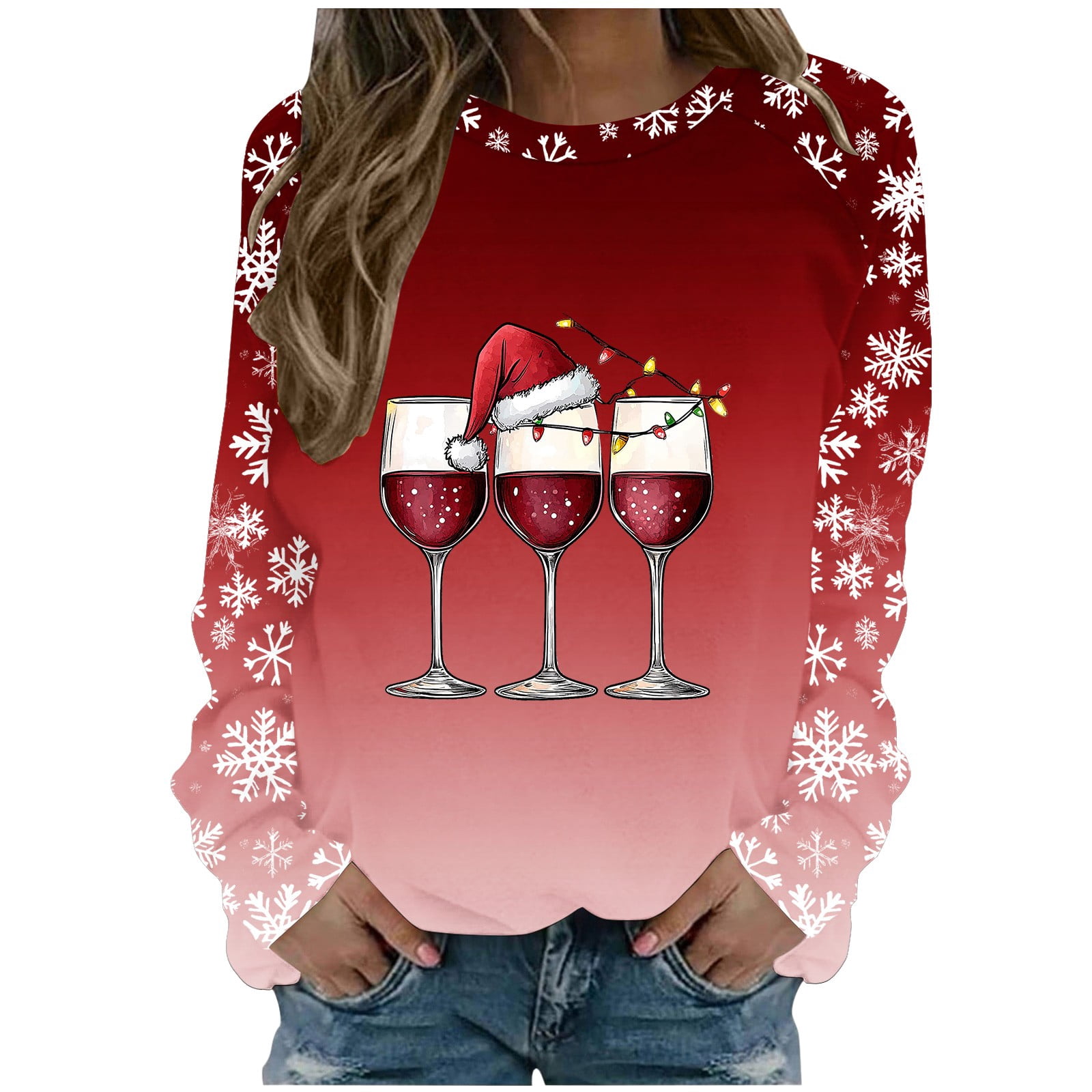 asdoklhq Christmas Tops for Women Trendy Ladies' Casual Christmas ...