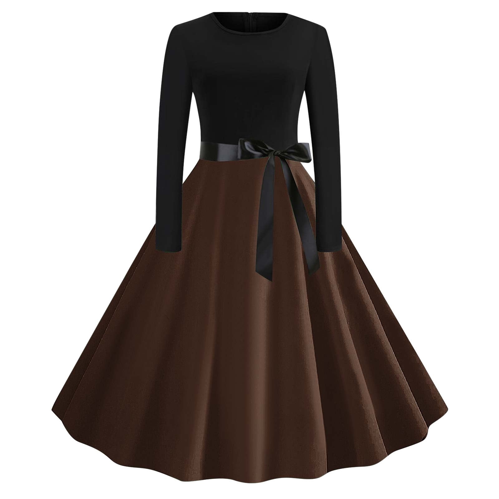 asdoklhq Church Dresses for Women Printed Lace Up Style Zipper Long ...