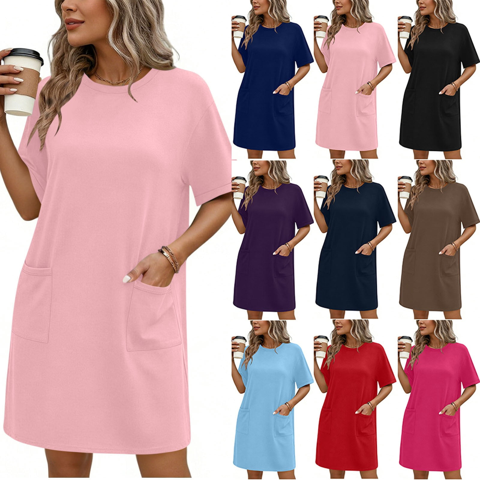 asdoklhq Cocktail Dresses for Women Beach Dress Fashion Casual Short ...