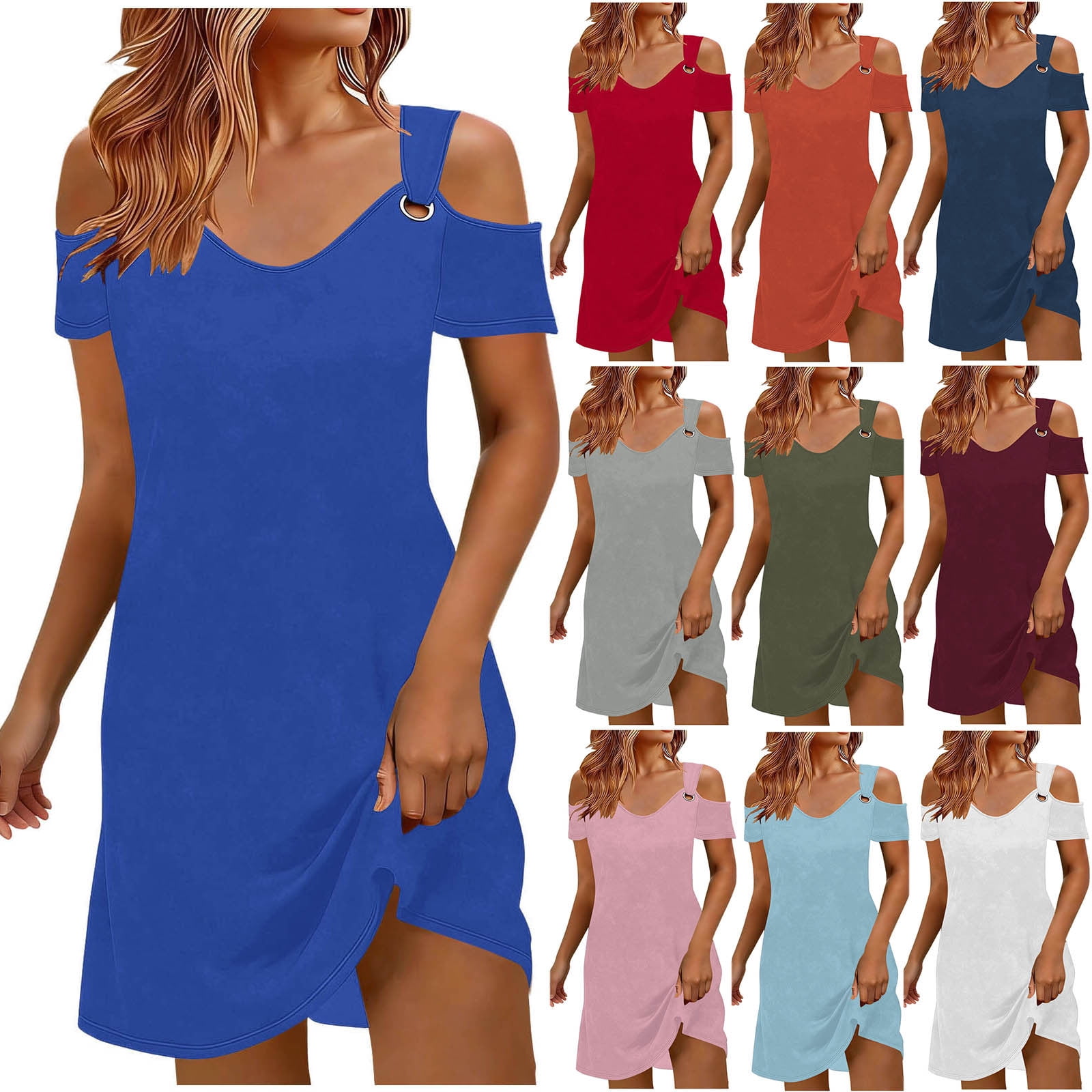 asdoklhq Cocktail Dresses for Women Moomoo Dress Colore Beach Dress ...