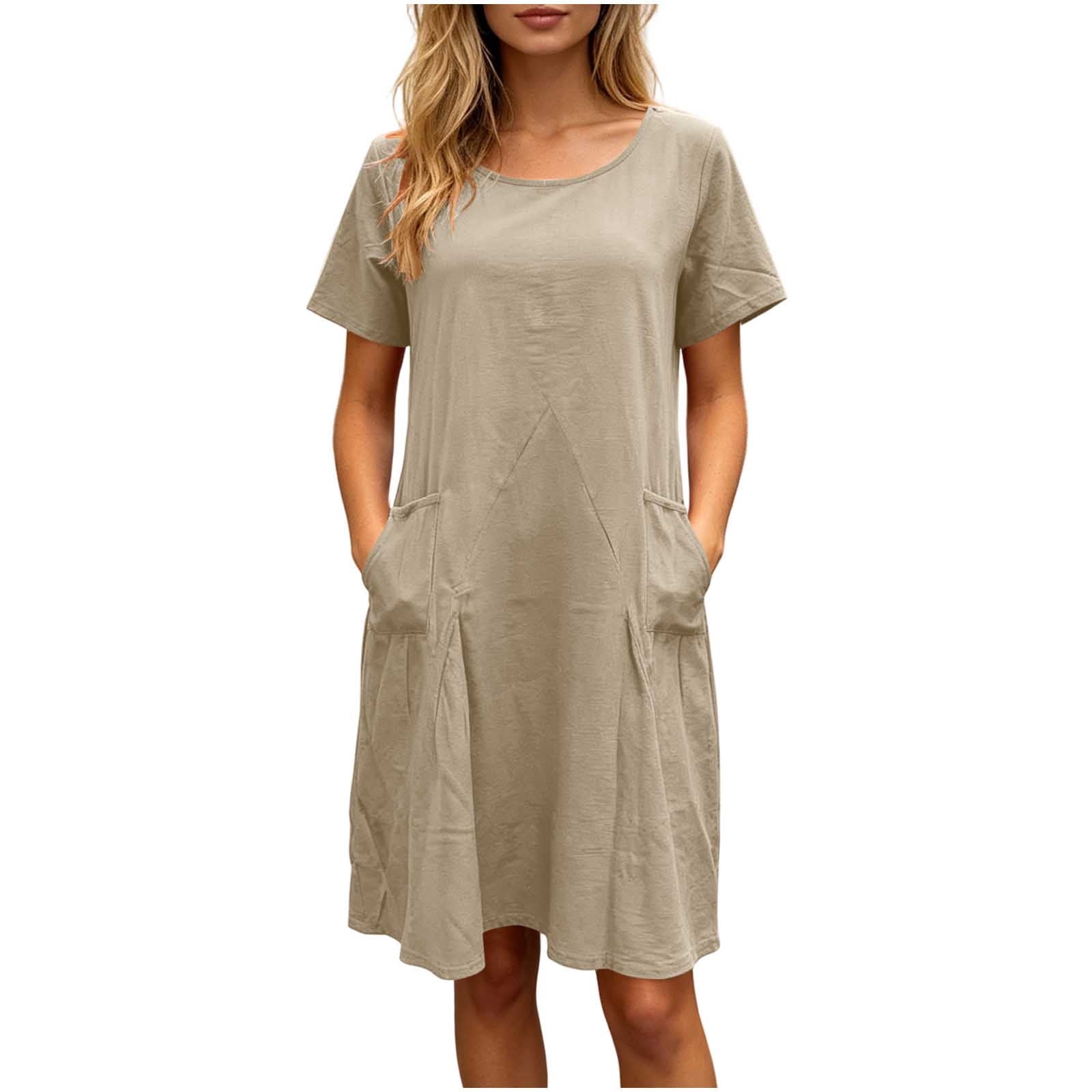 asdoklhq Graduation Dress Cocktail Plus Size Fashion Loose Round Neck ...