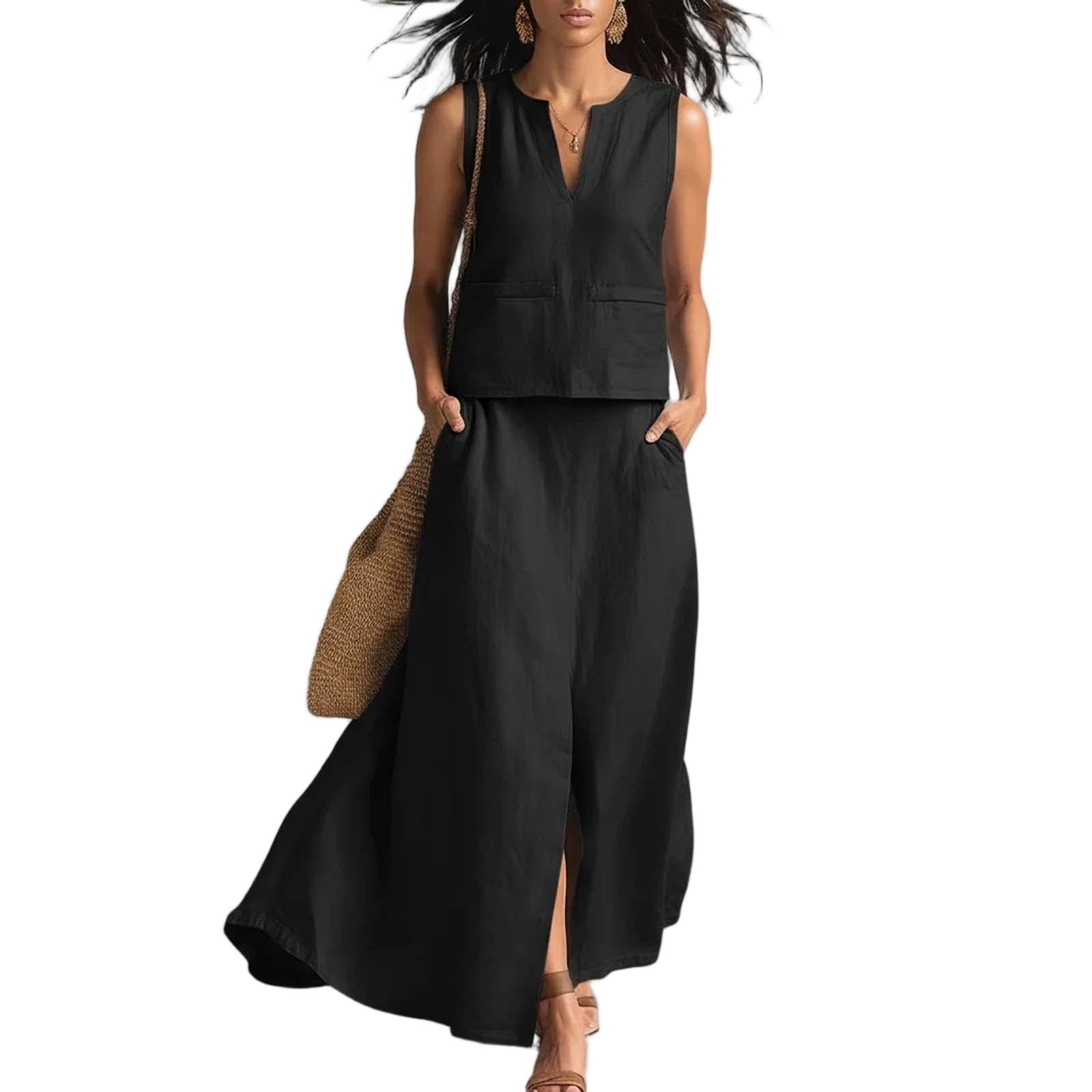 asdoklhq Graduation Dress Holiday Party Midi Fashion V-Neck Sleeveless ...
