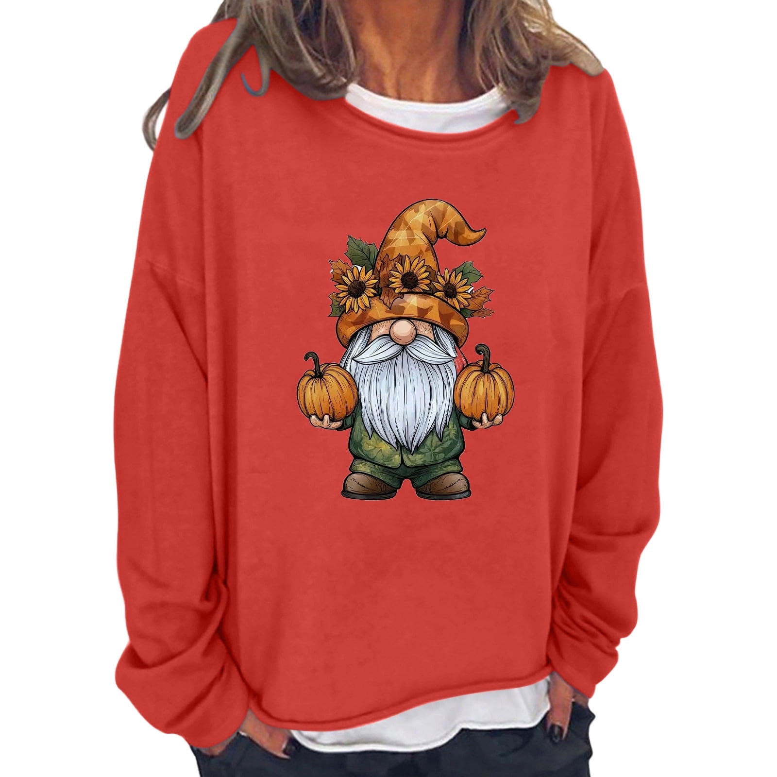 asdoklhq Halloween Tops Leopard Pumpkin Graphic Doodles ...