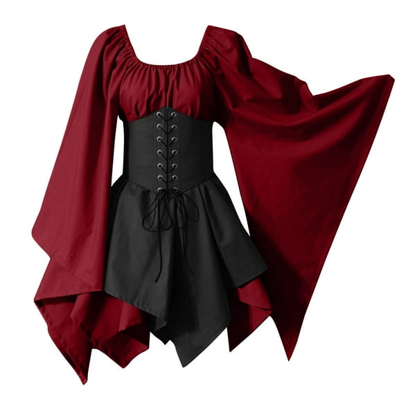asdoklhq Holiday Dresses for Women Women Costumes Gothic Sleeve Corset ...