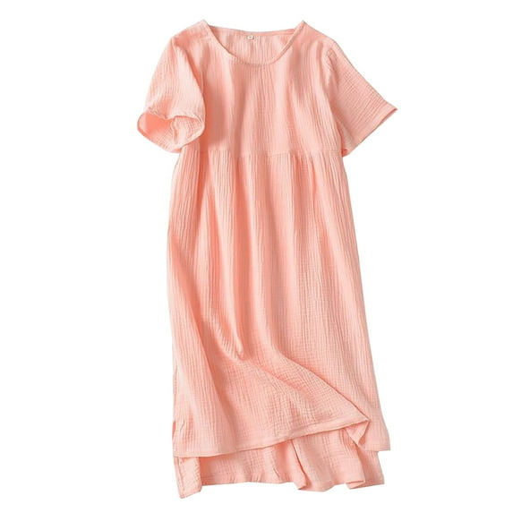 asdoklhq Long Sleeve Dress for Women Short Sleeve Women's Solid-color ...