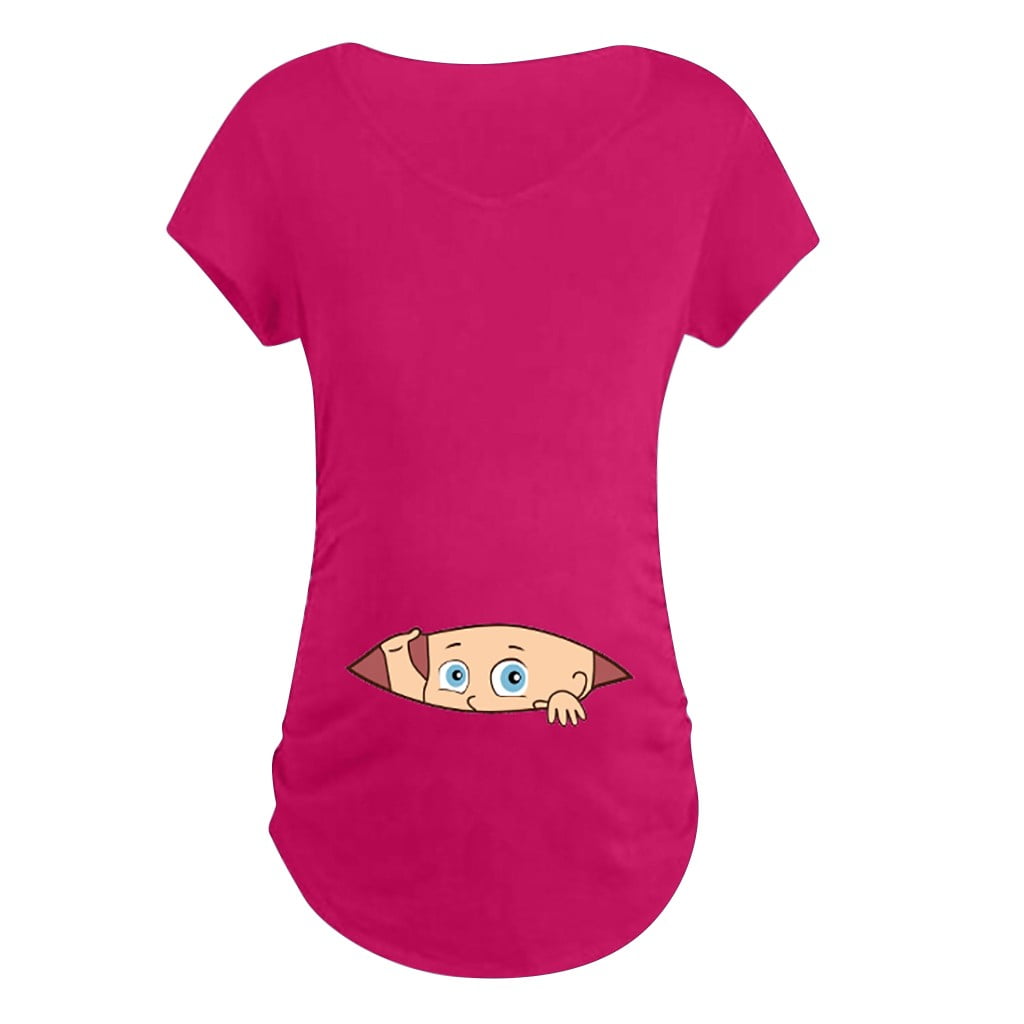 asdoklhq Maternity Clothes for Women,Short Cartoon Print Tops T-shirt ...