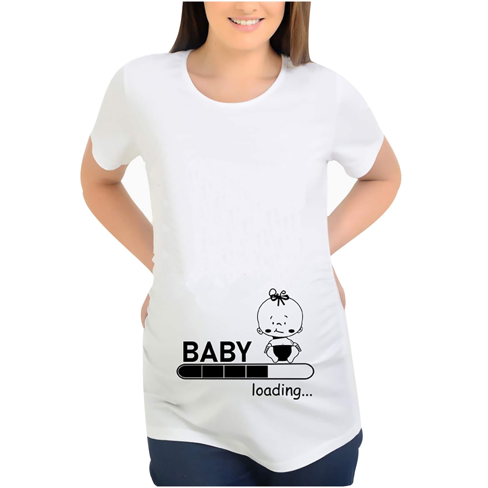 asdoklhq Maternity Clothes for Women,Women O-Neck Short Sleeve BABY ...
