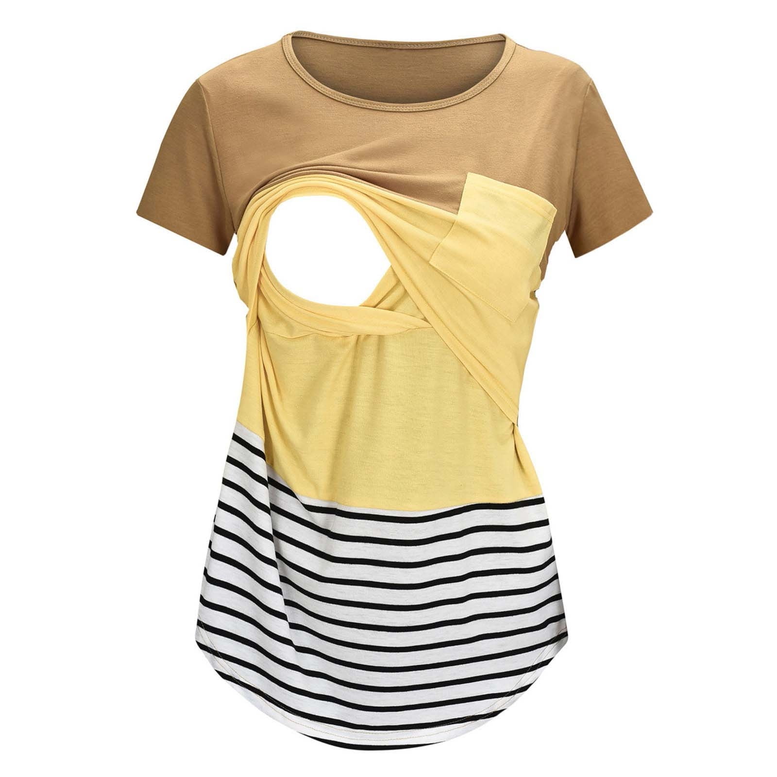 asdoklhq Maternity Clothes for Women,Womens Nursing Stripe Round Neck ...