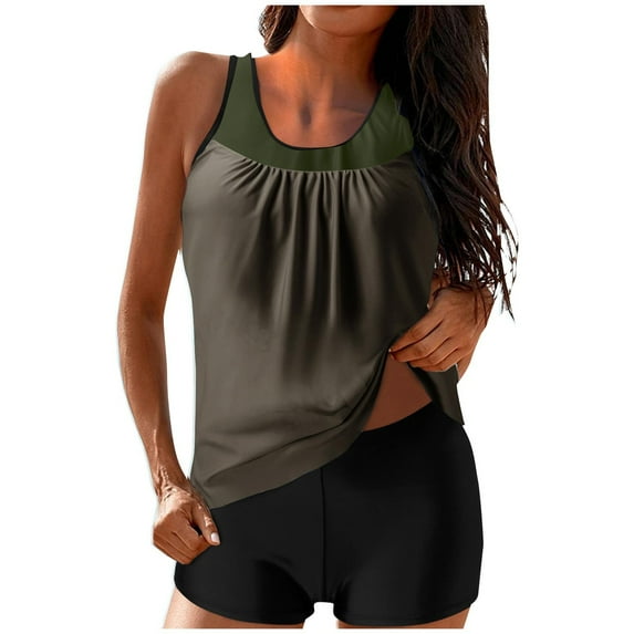 asdoklhq One Piece Swimsuit Women Color Blocking Solid Color Strappy ...