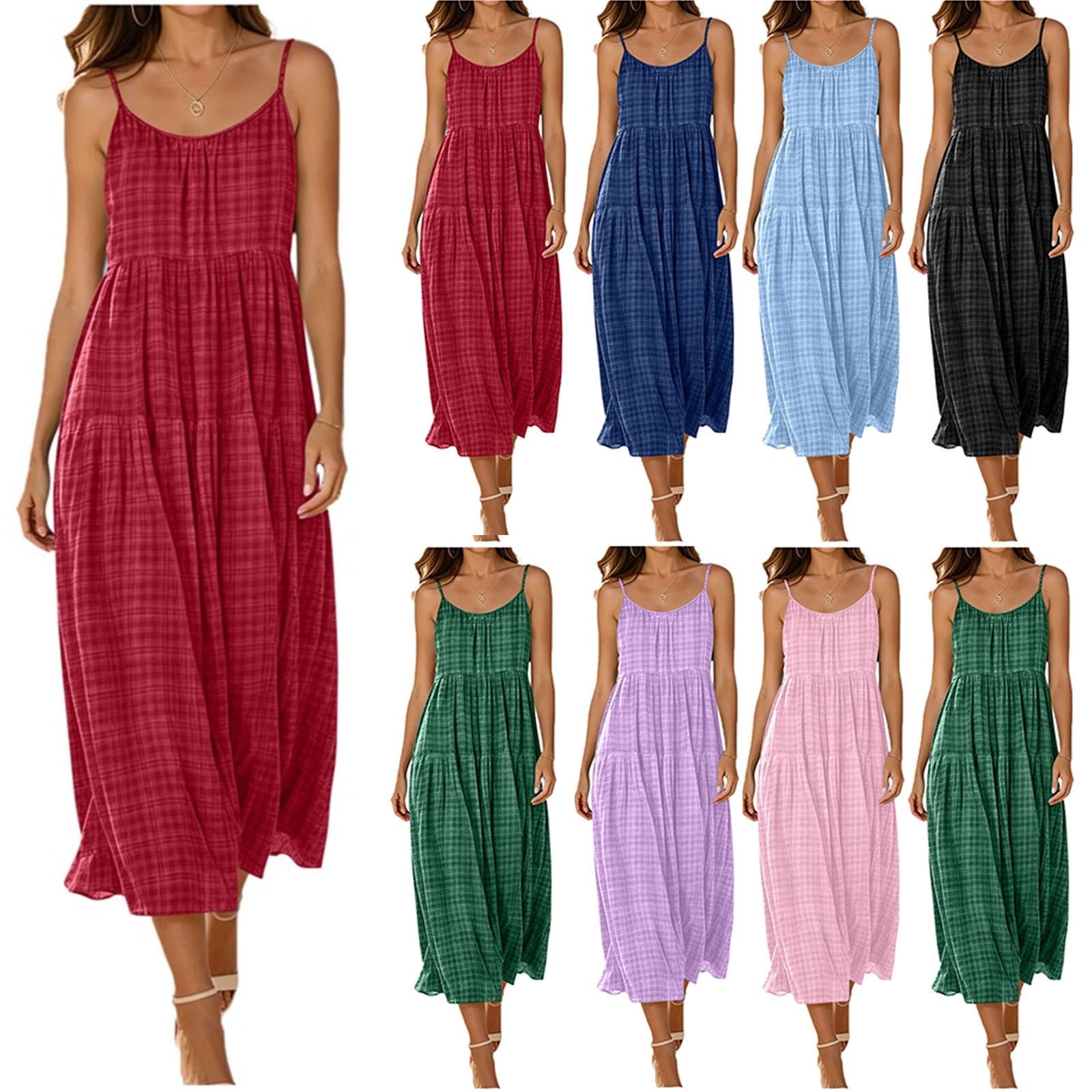asdoklhq Party Dresses for Women Flowy Tea Party WomenCasual Round-Neck ...