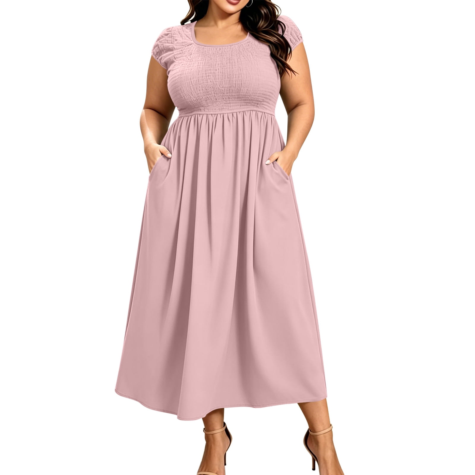 asdoklhq Plus Size Dresses for Curvy Women Casual Fall Plus Size Neck ...