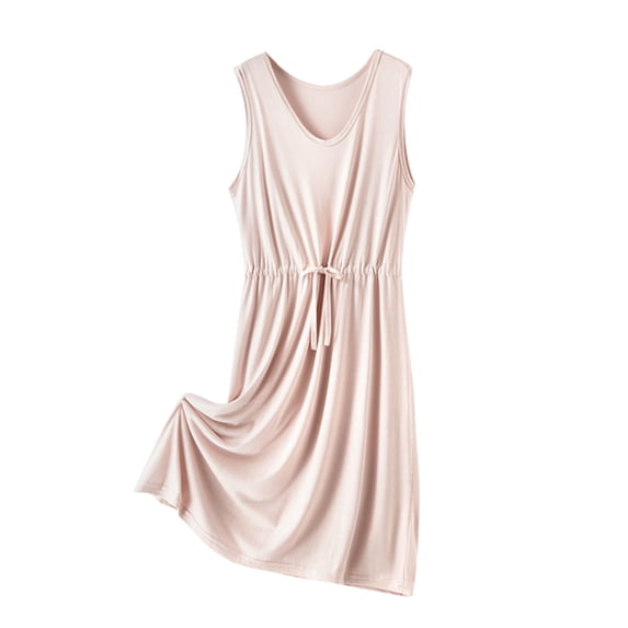 asdoklhq Plus Size Nightgown A Line Dress Women's V Neck Solid Color ...