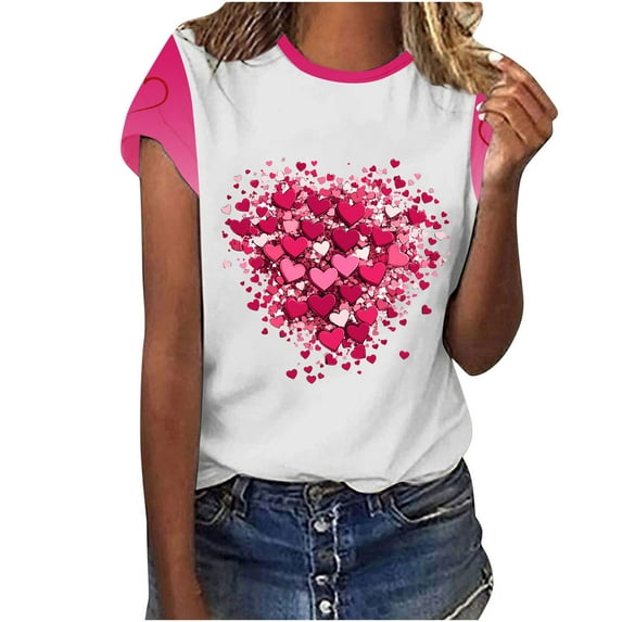 asdoklhq Romantic Valentine's Day T-Shirts Women Valentine's Day ...