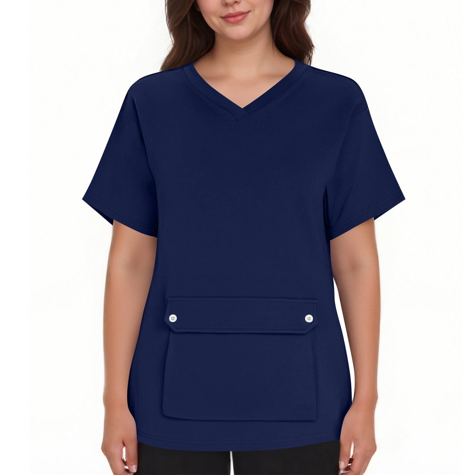asdoklhq Scrub Tops for Women Clinic Shirts Soft Stretch V-Neck Medical ...