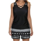 asdoklhq Sheer Bikini Swimsuit for Women Print Strappy Back Set Two ...