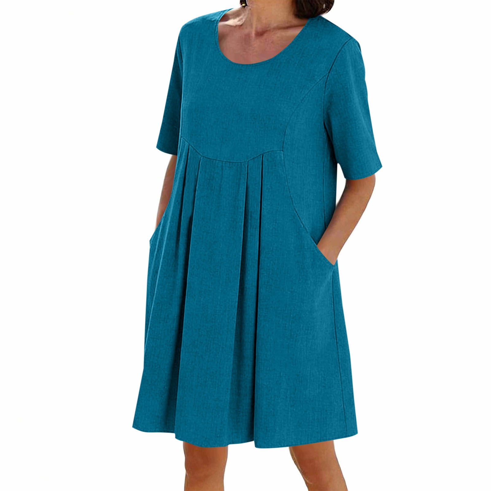 asdoklhq Spring Dresses House Dresses Women's Summer Fashion Solid ...