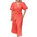 asdoklhq Summer Dresses for Women 2026 Women's Summer Solid Color Short ...