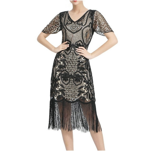 asdoklhq Summer Dresses for Women Fashion Sequin Tassel Dance Costume ...