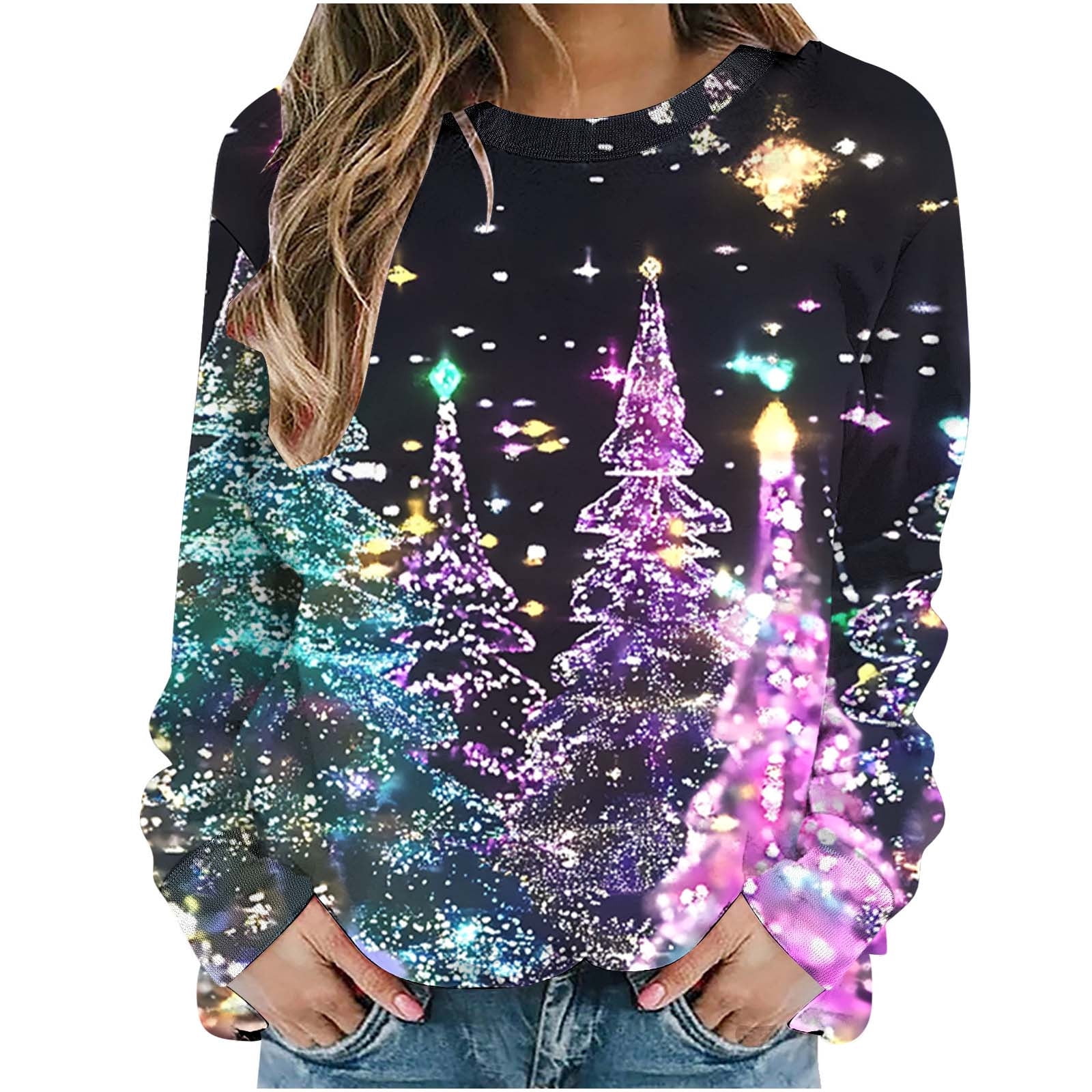 asdoklhq Sweaters for Women Trendy 2024 Women Christmas Christmas Tree ...