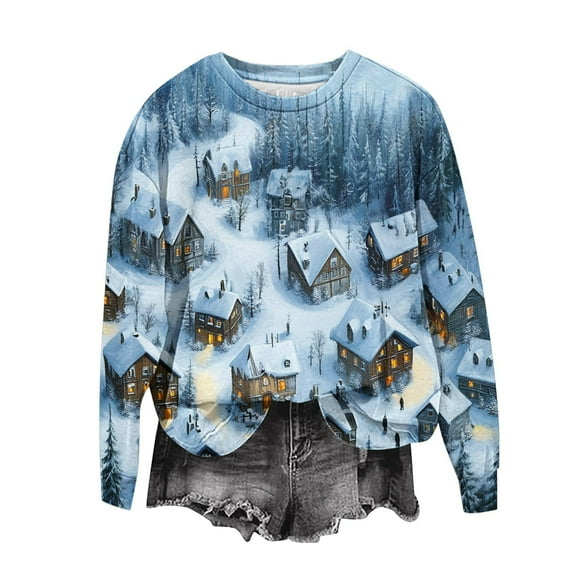 asdoklhq Sweatshirt for Womens Shirts Crewneck Cute Funny Ghost Print ...