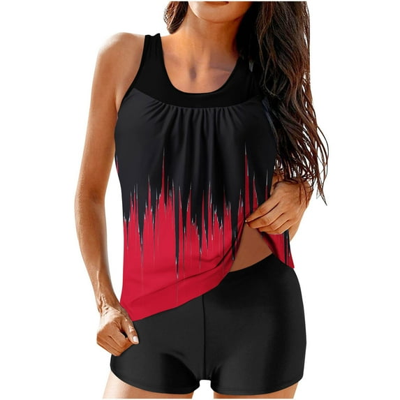 asdoklhq Tankini Swimsuits for Women Ladies Fashion Multicolor Gradient ...