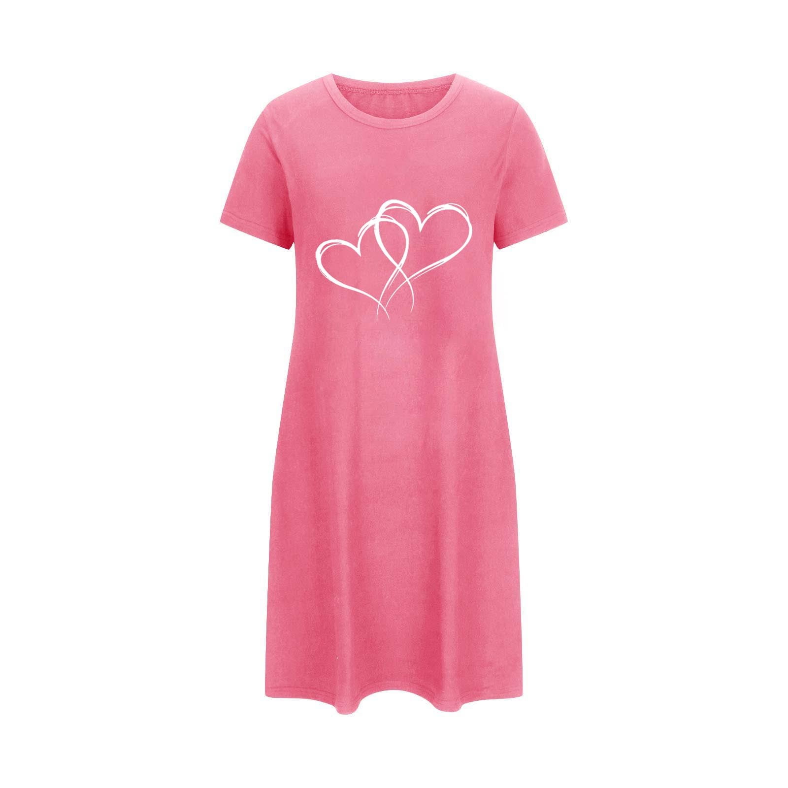 asdoklhq Valentines Plus Size Dresses Women's Oversized Short Nightgown ...