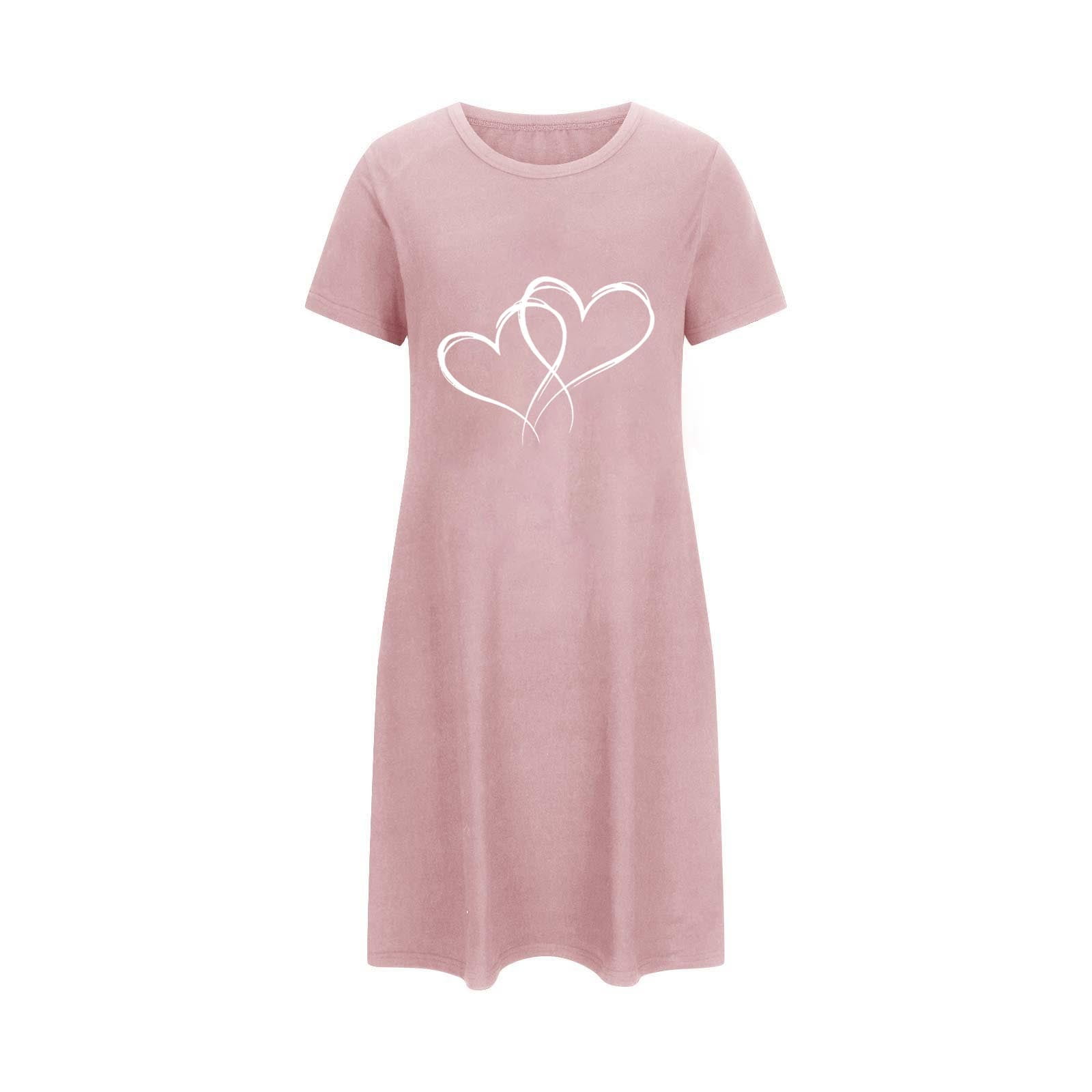 asdoklhq Valentines Plus Size Dresses Women's Oversized Short Nightgown ...