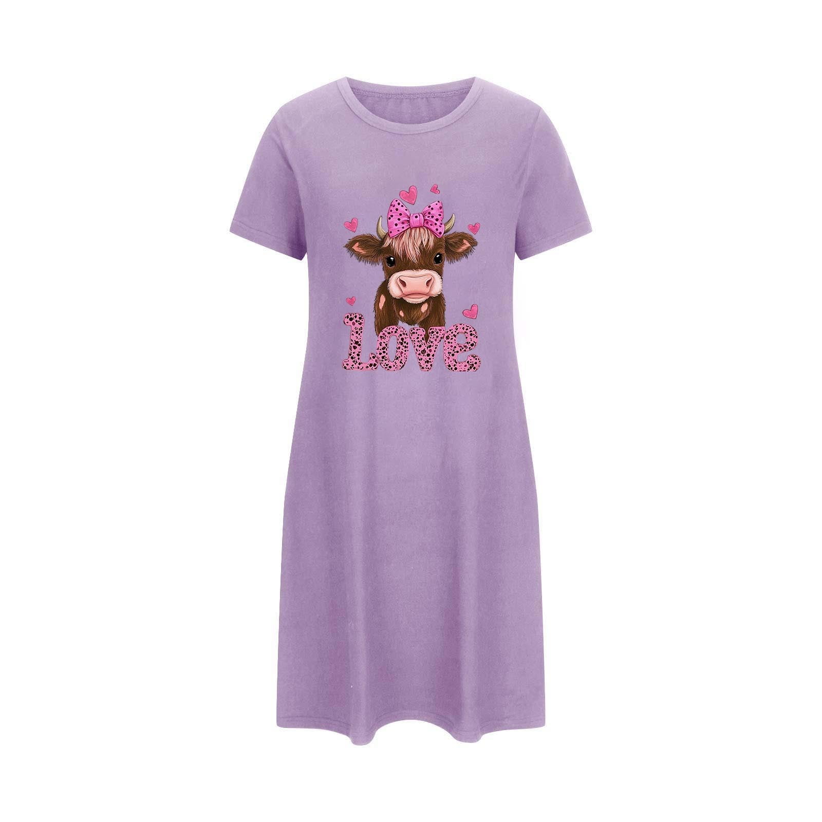 asdoklhq Valentines Plus Size Dresses Women's Oversized Short Nightgown ...