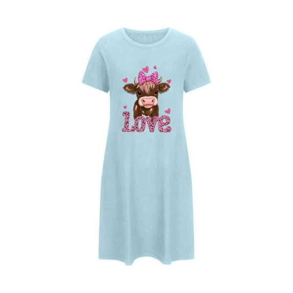 asdoklhq Valentines Plus Size Dresses Women's Oversized Short Nightgown ...