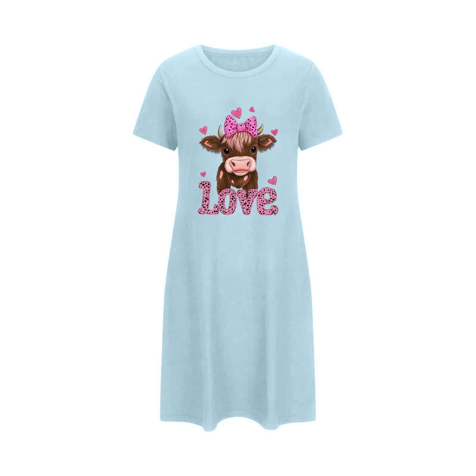 asdoklhq Valentines Plus Size Dresses Women's Oversized Short Nightgown ...