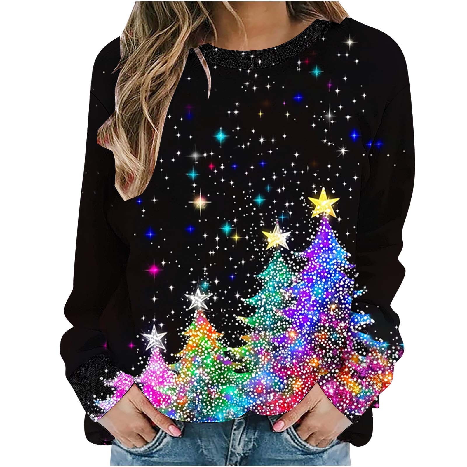 asdoklhq Winter Sweaters for Women 2024 Women Christmas Christmas Tree ...