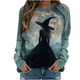 asdoklhq Witch Halloween Vintage Graphic Tee Party Shirts ...