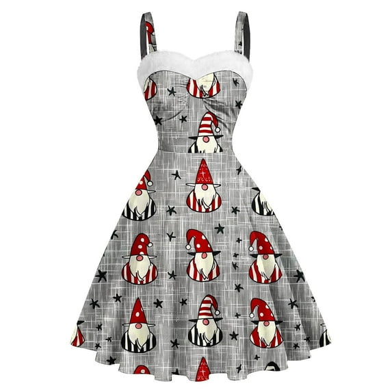 asdoklhq Women Spring Dresses Christmas Women's Fashion Casual Printing ...