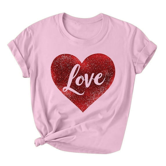 asdoklhq Women's Party Valentine's Day T-Shirts Ladies' Valentine's Day ...