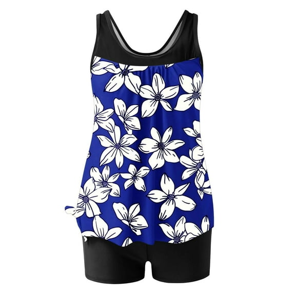 asdoklhq Women's Swimsuits Women Conservative Print Strappy Back Set ...