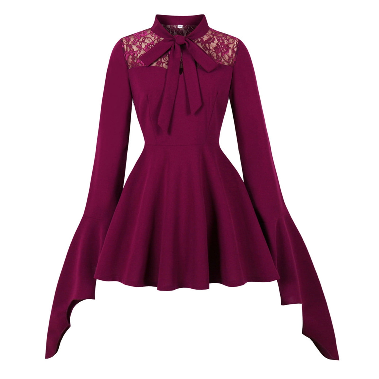 asdoklhq Womens Dress Women Solid Short Sleeve Turndown Collar ...