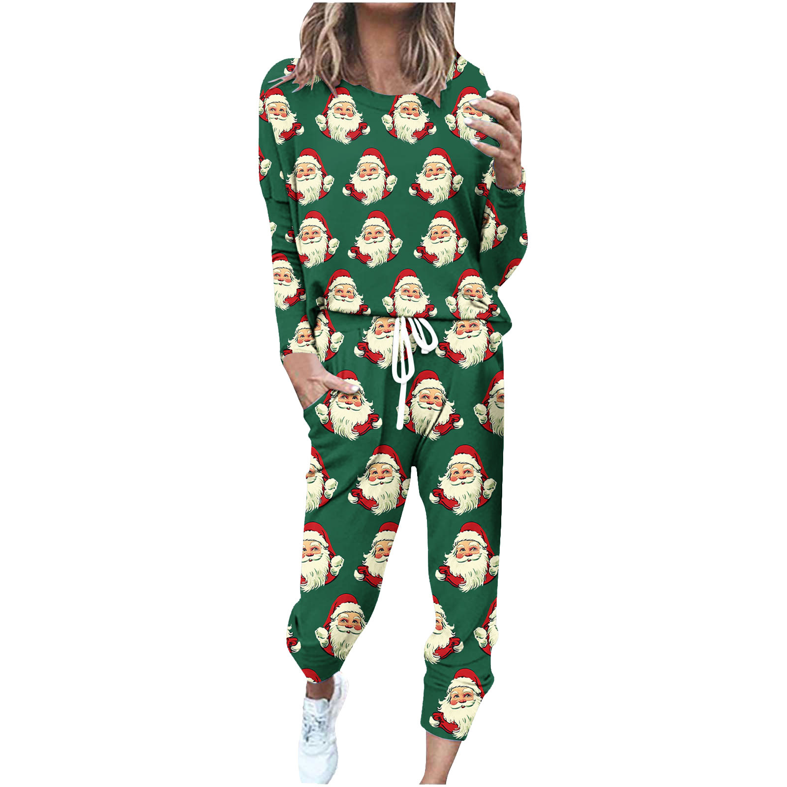 asdoklhq Womens Pajamas Women's Fashionable Loose Printed Long Sleeved ...