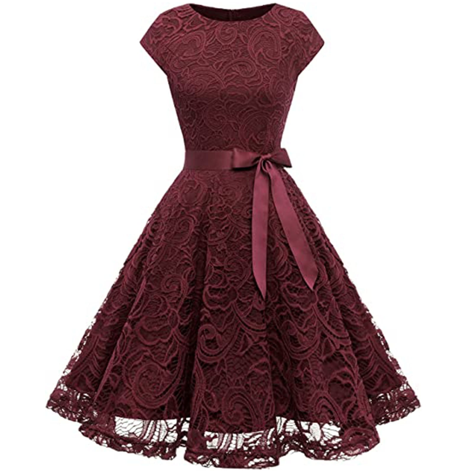 asdoklhq Womens Plus Size Clearance Dresses, Women Lace Short Sleeves ...