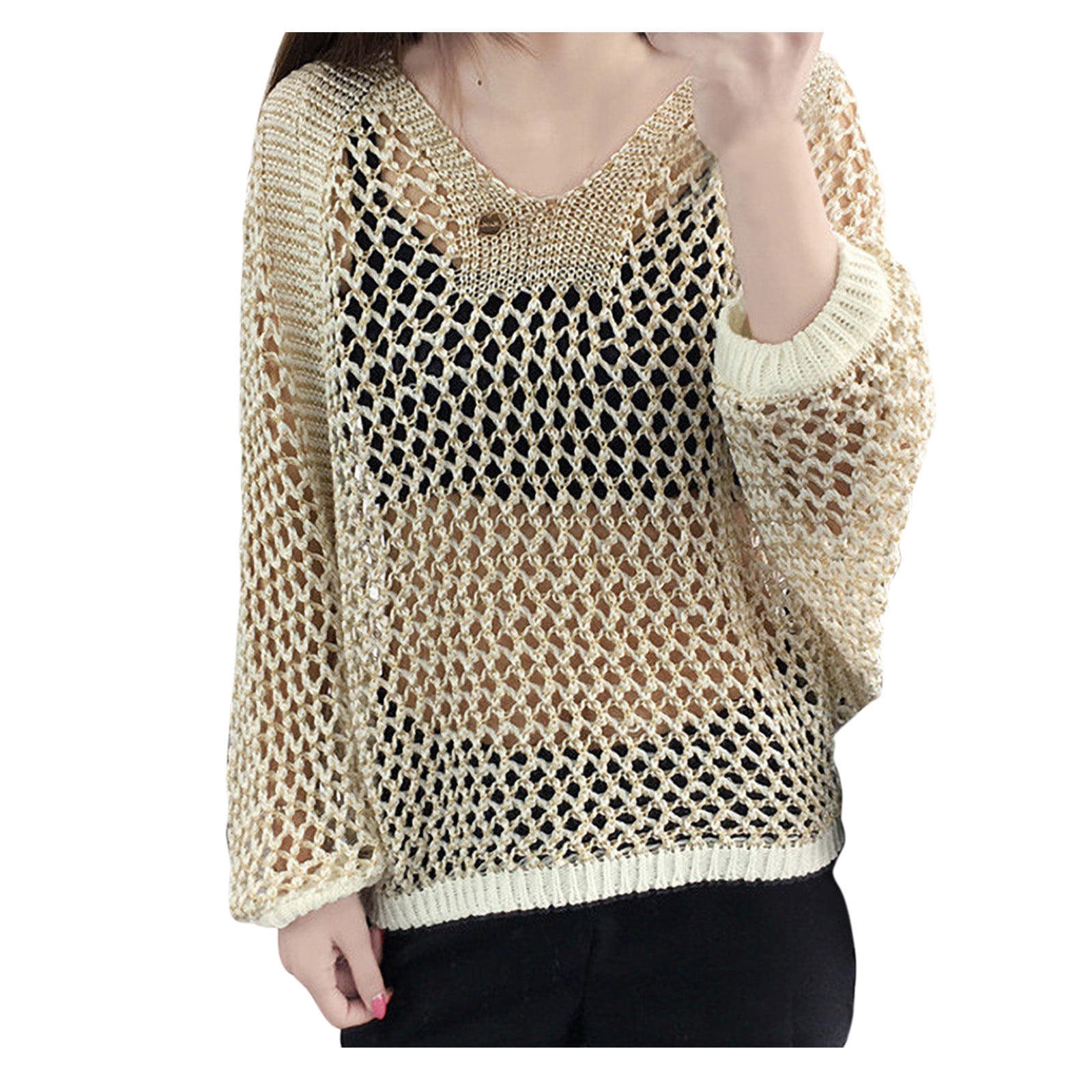 asdoklhq Womens Plus Size Tops Clearance,Women's Casual V-Neck Solid ...