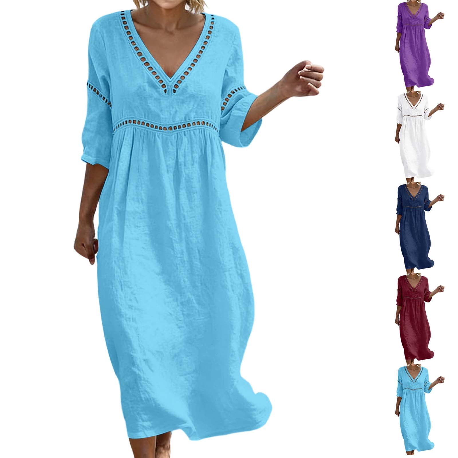 asdoklhq Womens Summer Dresses Holiday Dress Summer Casual Gradual ...