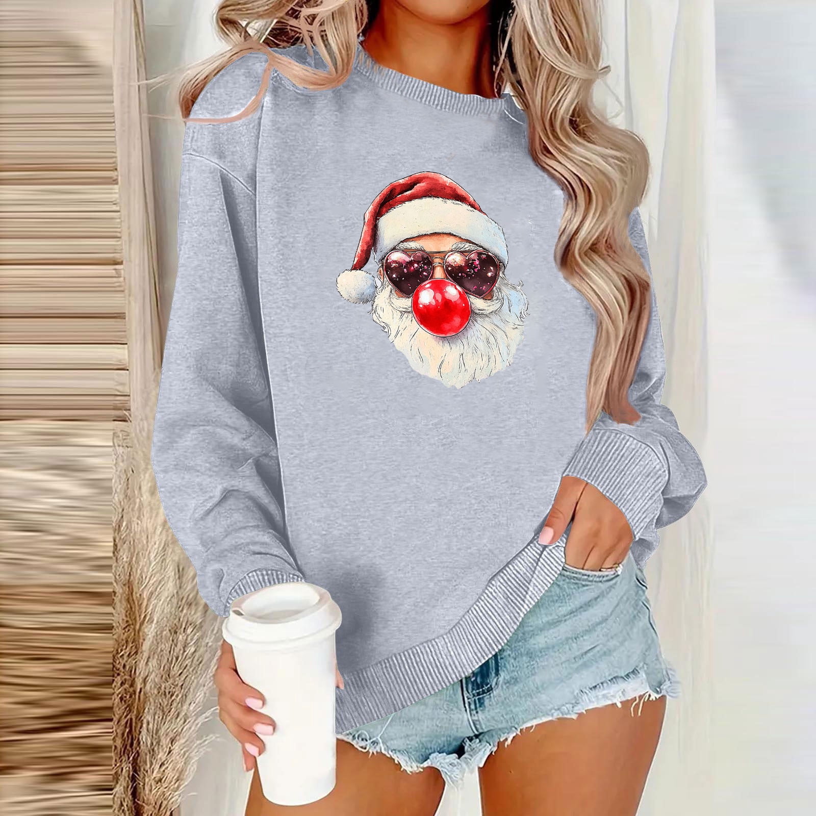 asdoklhq Womens Sweatshirts Women's Fashion Long Sleeve Round Neck T ...