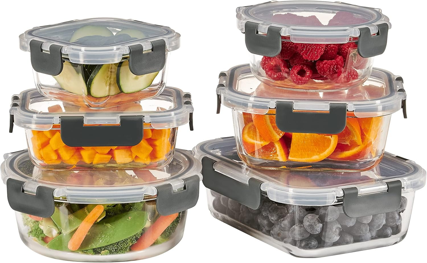 aserdft 24 Piece Glass Storage Containers with Lids - Airtight Leak ...