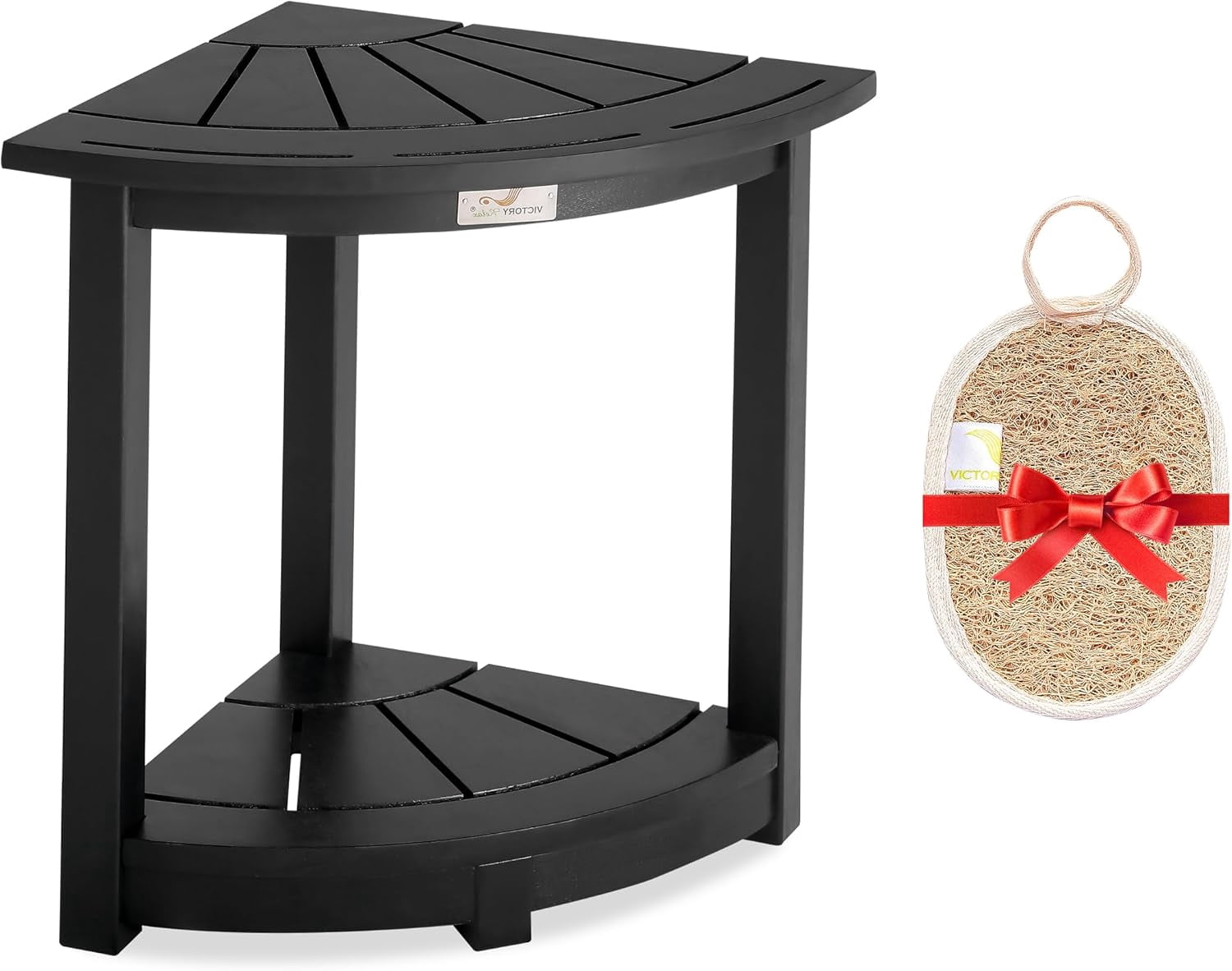 aserdft Acacia Corner Shower Stool Waterproof Spa Foot Rest & Bath ...