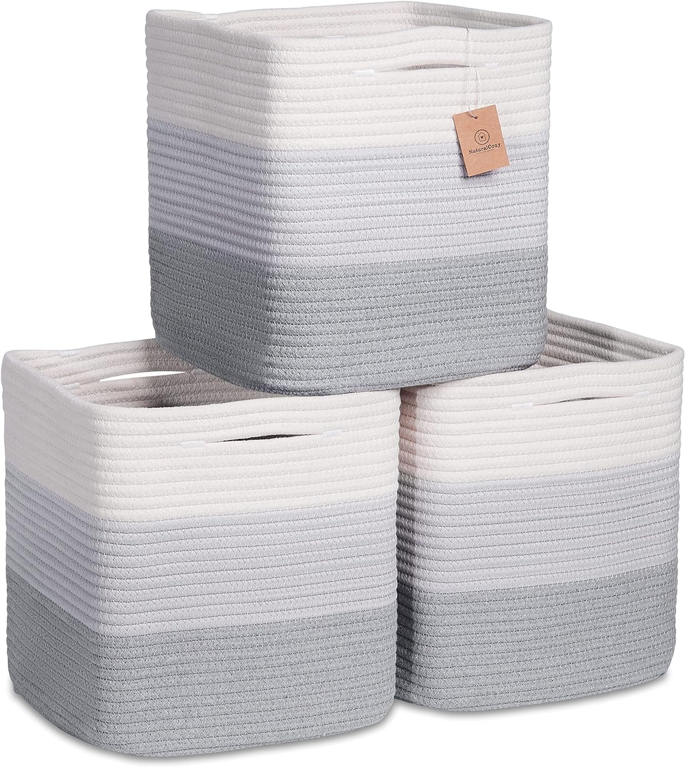 aserdft KFHDMCV Storage Cubes 11 Inch Cotton Rope Woven Baskets for ...